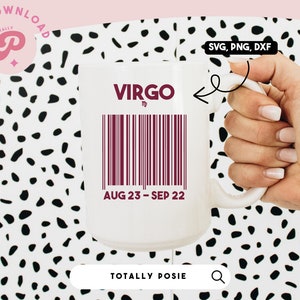 Virgo Zodiac SVG | Astrology, Horoscope, Barcode, Moon, Sun, Birthday ...