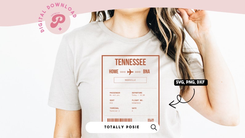 Nashville, Tennessee Boarding Pass SVG | Airplane, Travel, City, Trendy ...