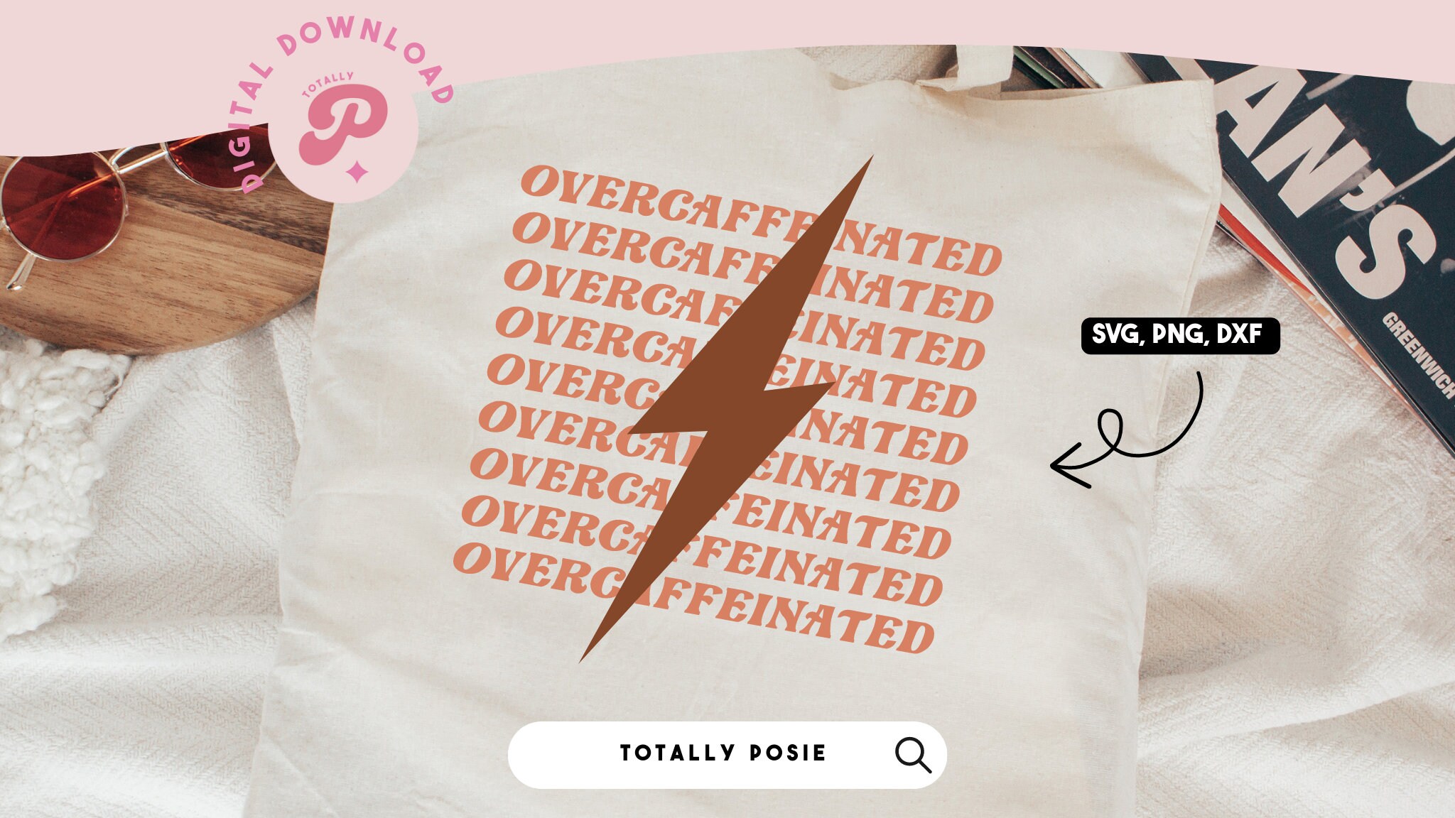 Over Caffeinated SVG Iced Coffee, Coffee Lover, Caffeinated SVG Wavy ...