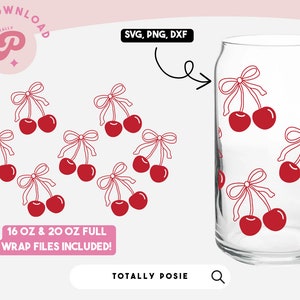 Cherry Bow Glass Can Wrap | Cherries, Ribbon, Red Bow, Cherry Bows ...