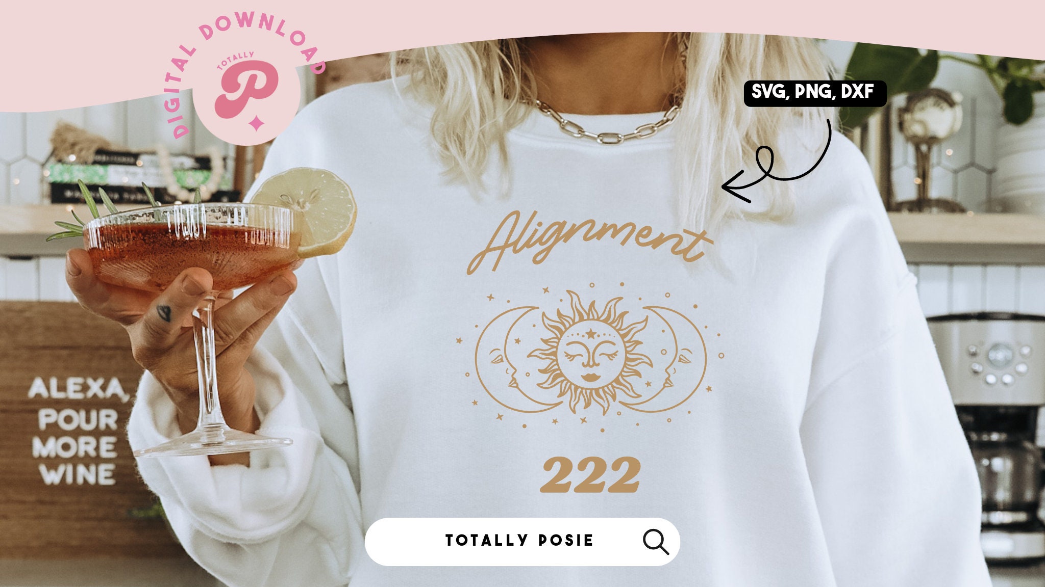 Angel Numbers SVG 222, Alignment, Boho Moon, Celestial, Bohemian Sun ...