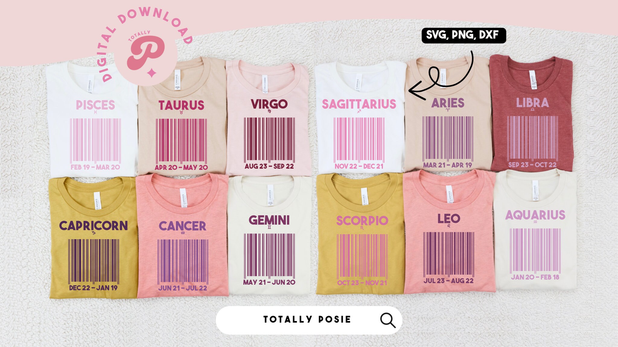 Zodiac SVG Astrology Horoscope Barcode Moon Sun Star - Etsy