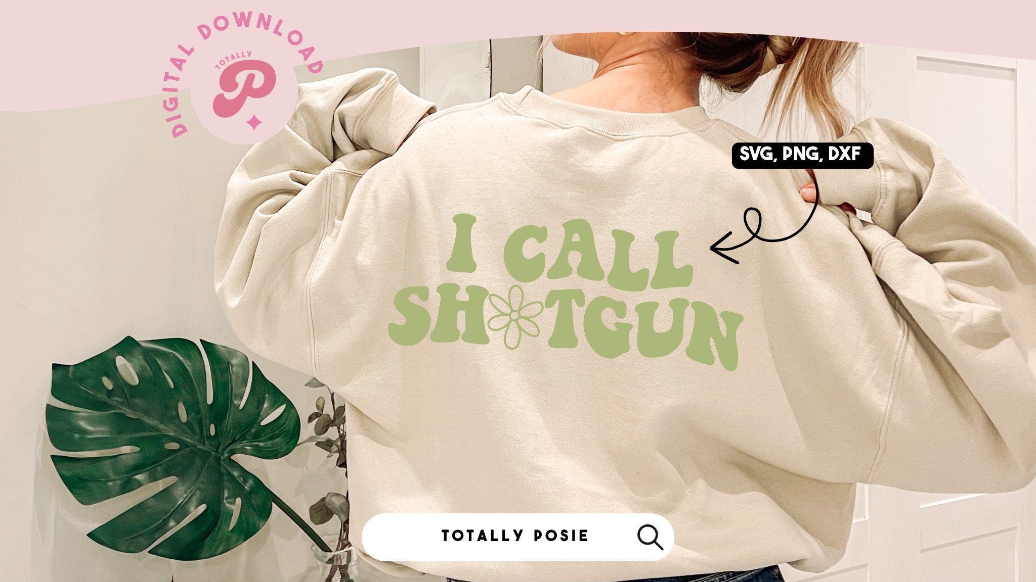 I Call Shotgun SVG Retro Wavy Text Digital File Flower, Retro Daisy, Driving PNG File Silhouette ...