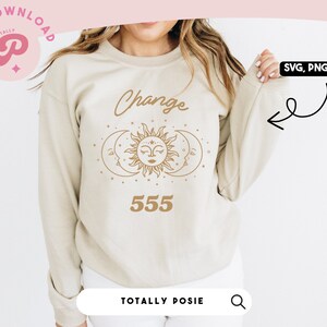 Angel Numbers SVG | 555, Change, Boho Moon, Celestial, Bohemian Sun ...