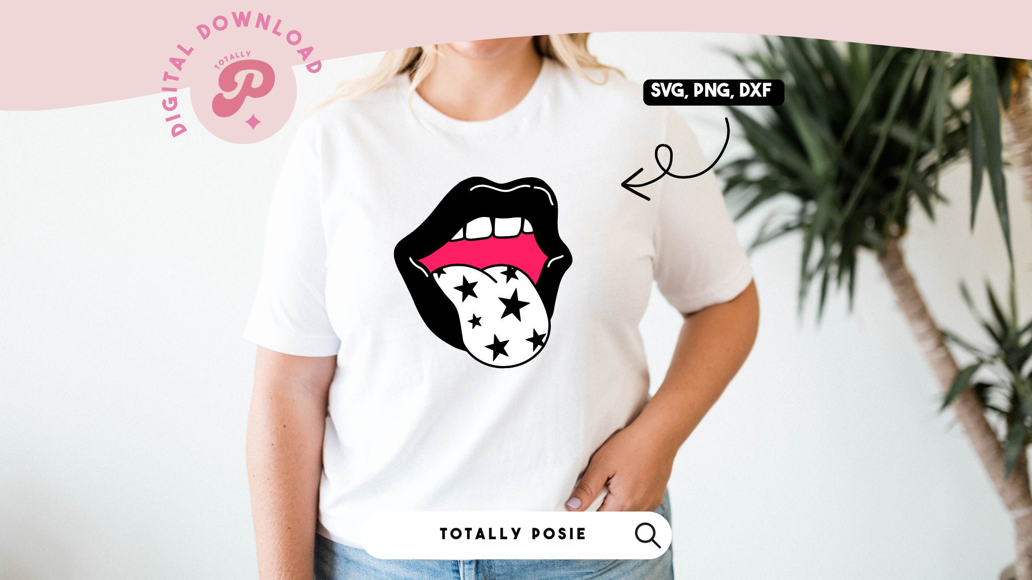 Lips Mouth Star SVG Tongue Out Pink Trendy VSCO Digital - Etsy