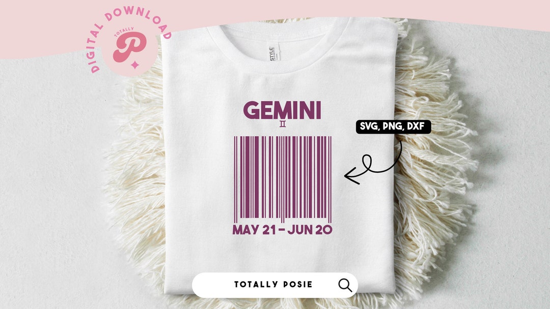 Gemini Zodiac SVG | Astrology, Horoscope, Barcode, Moon, Sun, Birthday ...