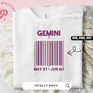 Gemini Zodiac SVG Astrology Horoscope Barcode Moon Sun - Etsy