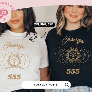 Angel Numbers SVG | 555, Change, Boho Moon, Celestial, Bohemian Sun ...