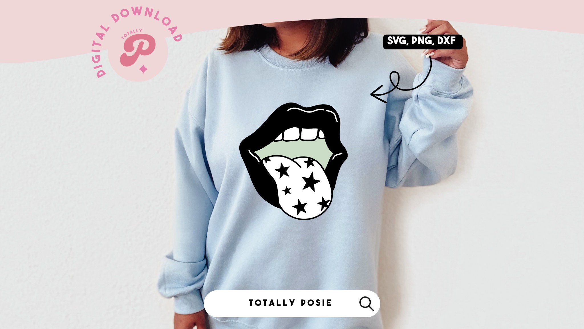 Lips Mouth Star SVG Tongue Out Green Trendy VSCO Digital - Etsy