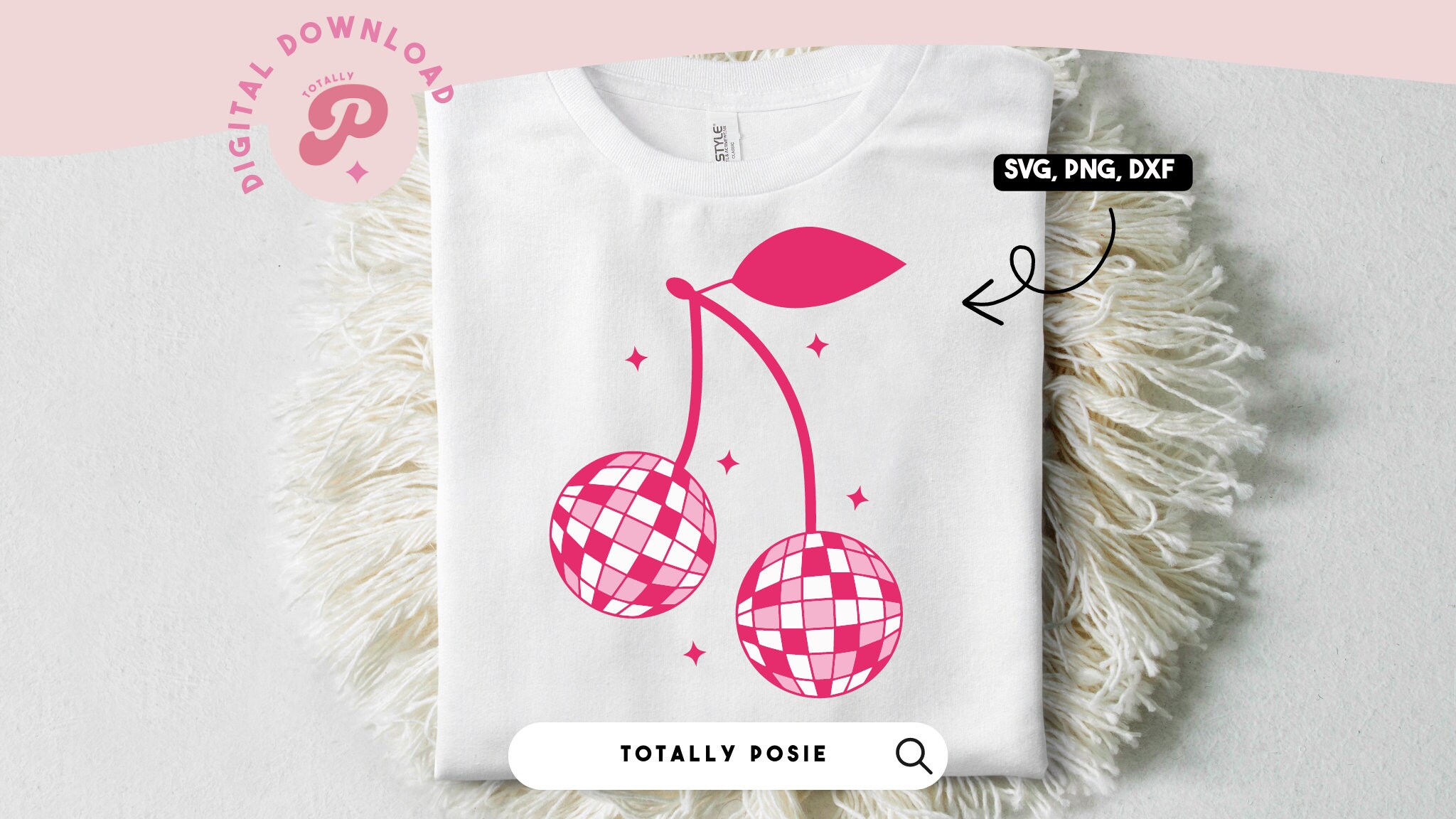 Cherry Disco Ball SVG Pink Preppy Disco Ball Pink Cherries - Etsy
