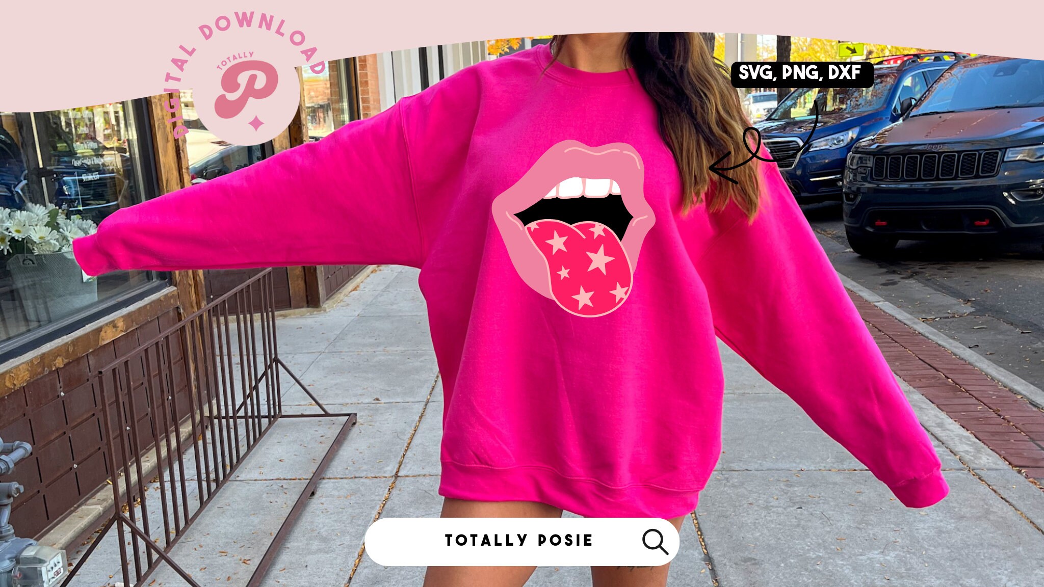 Lips Mouth Star SVG Tongue Out Pink Trendy VSCO Digital - Etsy