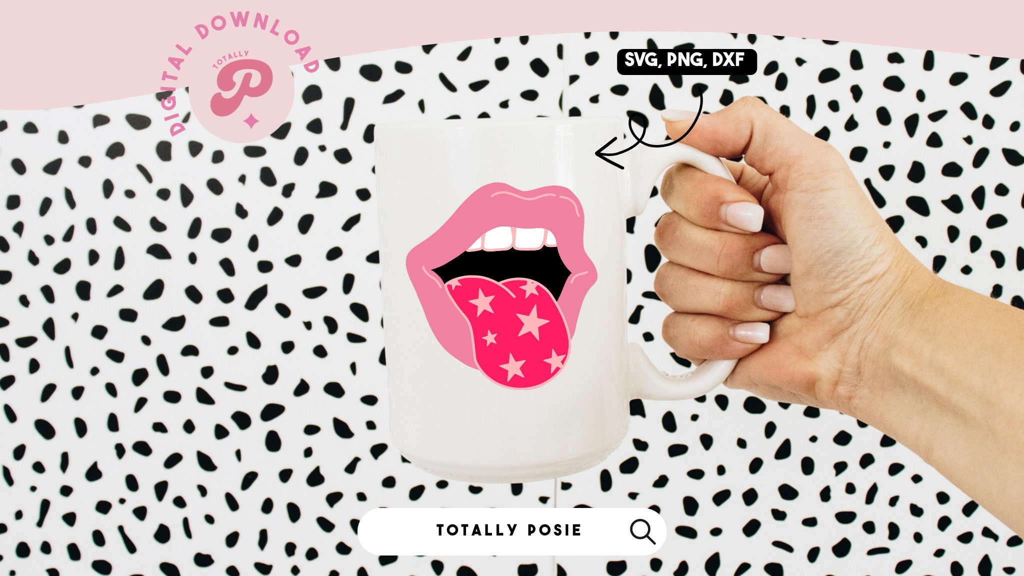 Lips Mouth Star SVG Tongue Out Pink Trendy VSCO Digital - Etsy