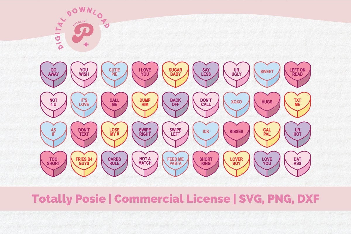 Conversation Hearts SVG | Valentine's Day, Galentine's, Love SVG, Beer ...