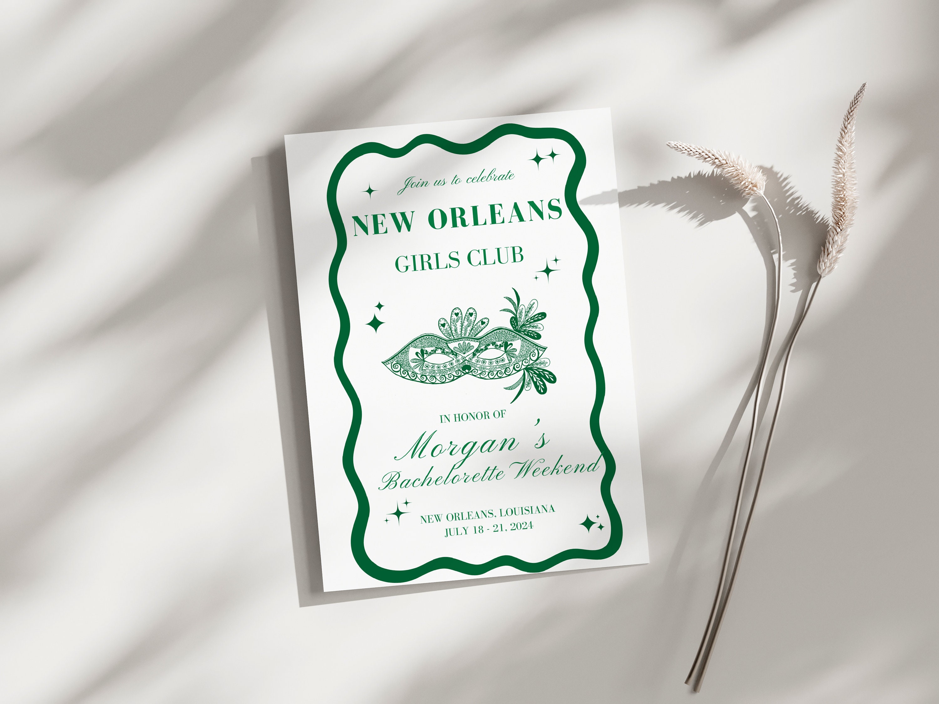 New Orleans Bachelorette Invitation and Itinerary, New Orleans Birthday ...
