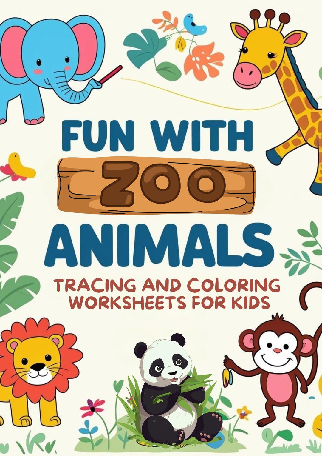 Toddler Zoo Animal Tracing & Coloring Pages Printable | Preschool-age ...