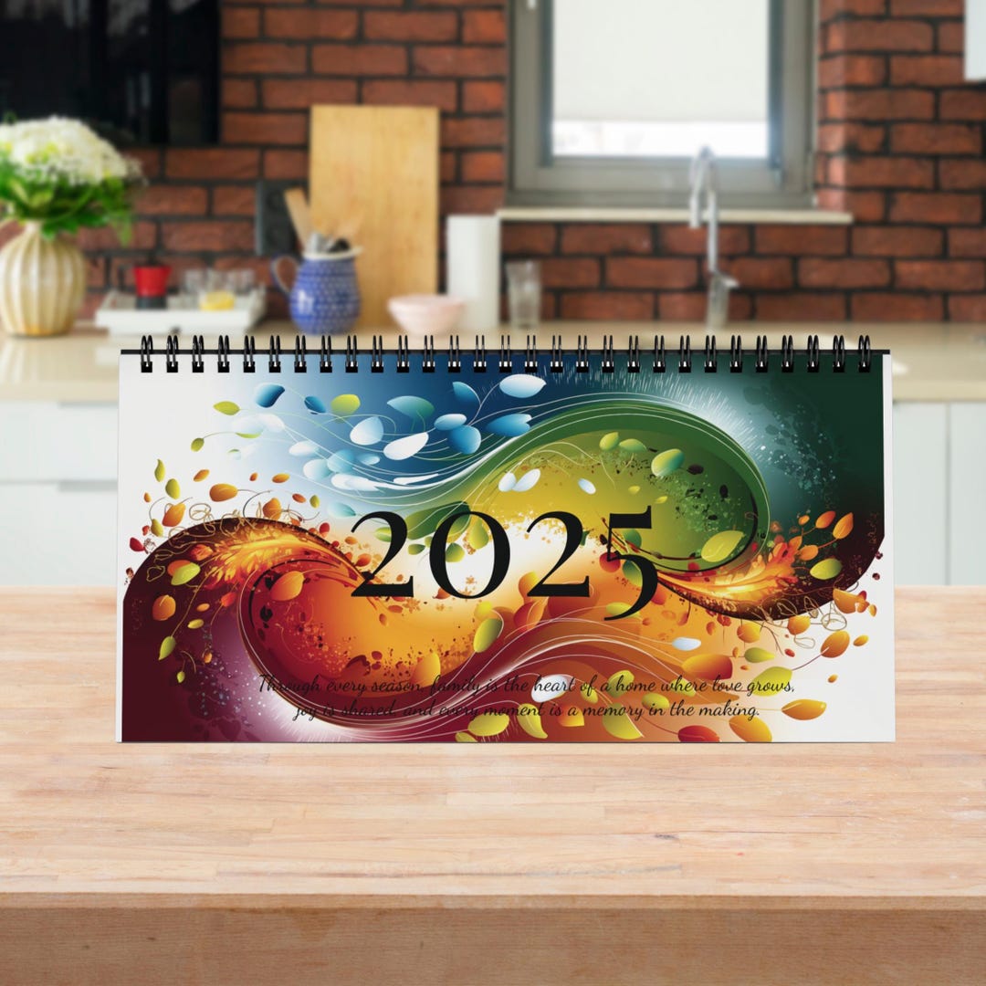 2025 Desktop Calendar Abstract Art Family Moments, 10x5 Matte Finish ...
