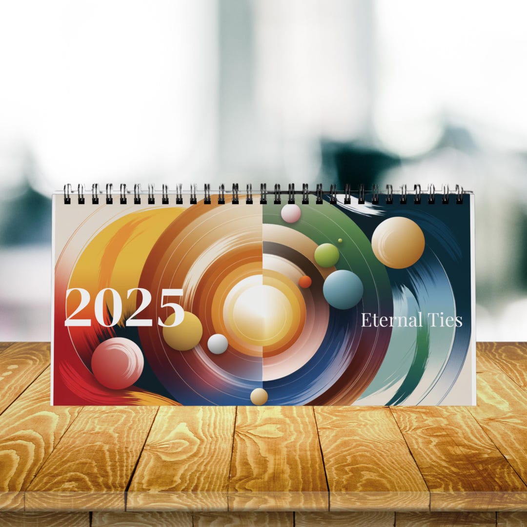 2025 Desktop Calendar Digital Abstract Art Grid, 10x5 Matte Finish ...