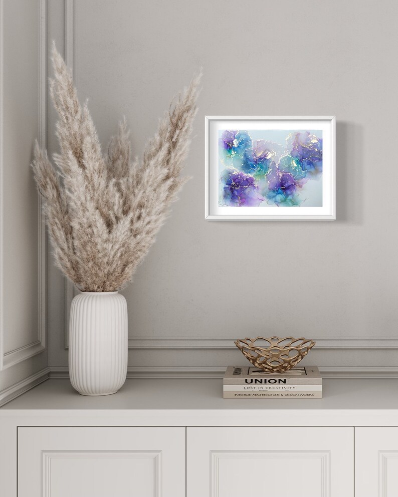 Alcohol Ink Wall Art Original Abstract Painting Home Décor Purple, Blue ...