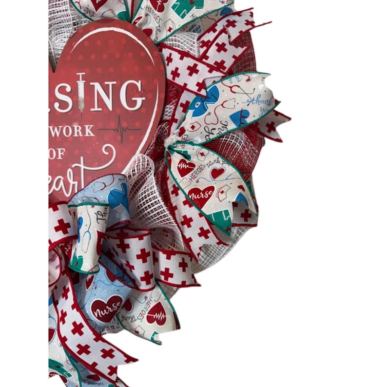 Nurse Appreciation Wreath: Red Heart Medical Theme Door Decor - Etsy