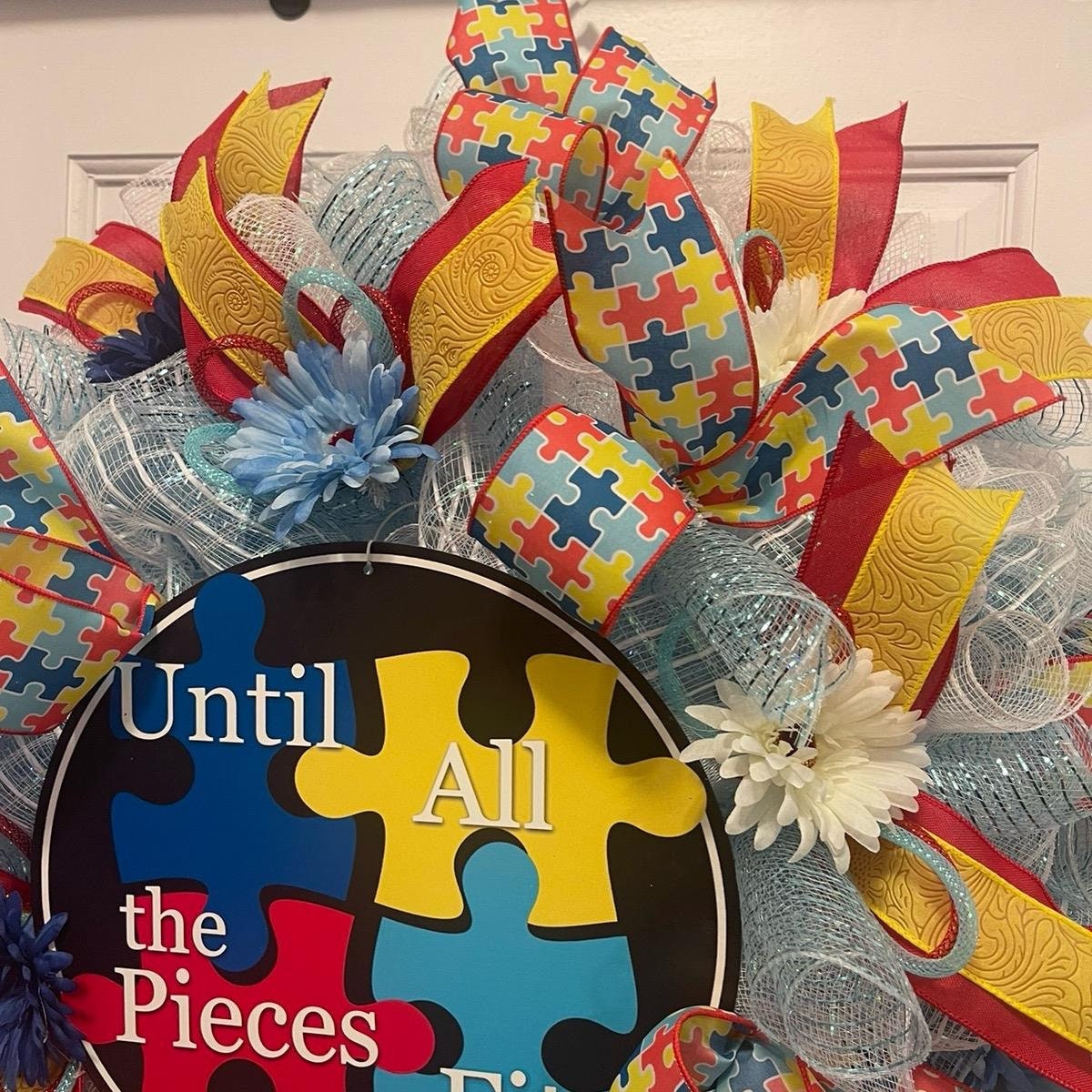 Autism Awareness Mesh Wreath, Awareness Wreath , Autism Wreath for ...