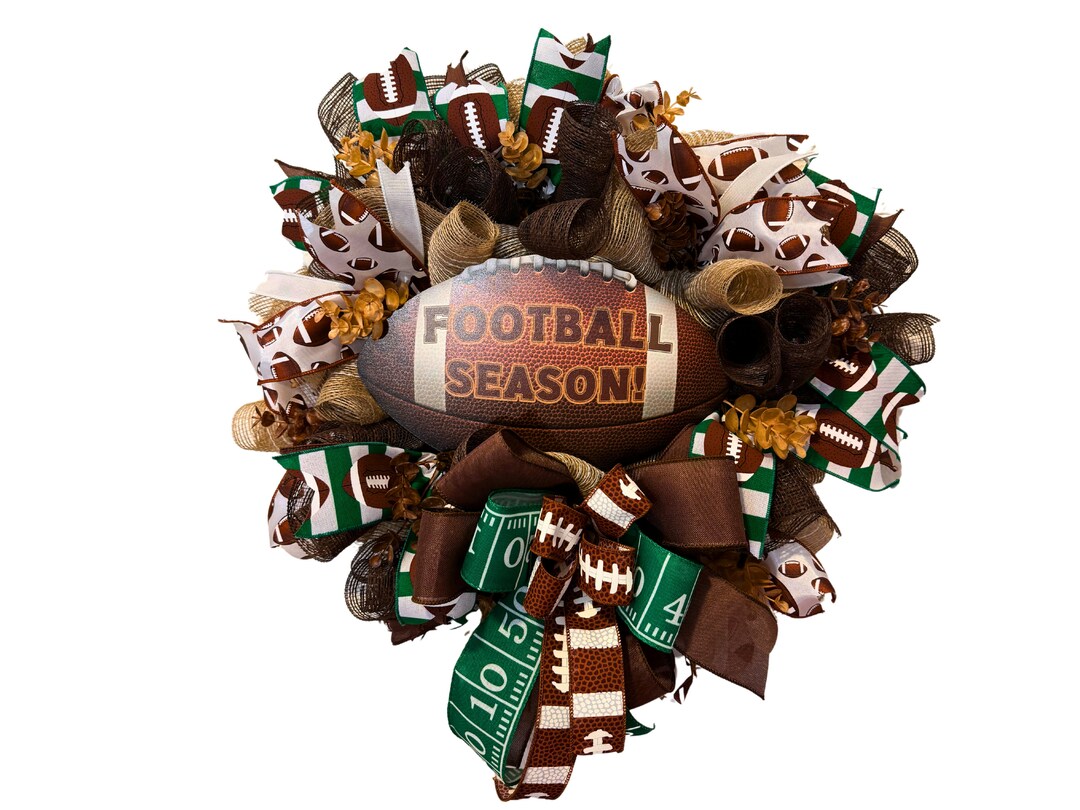 Football Season Wreath, Fall Football Door Decor, Sports Theme Wreath ...