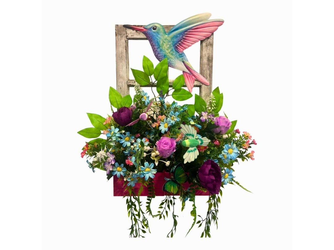 Hummingbird Floral Decor, Floral Decor, Windowpane Floral Decor ...