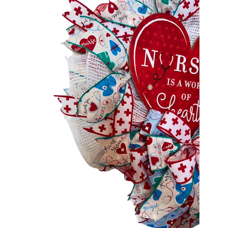 Nurse Appreciation Wreath: Red Heart Medical Theme Door Decor - Etsy