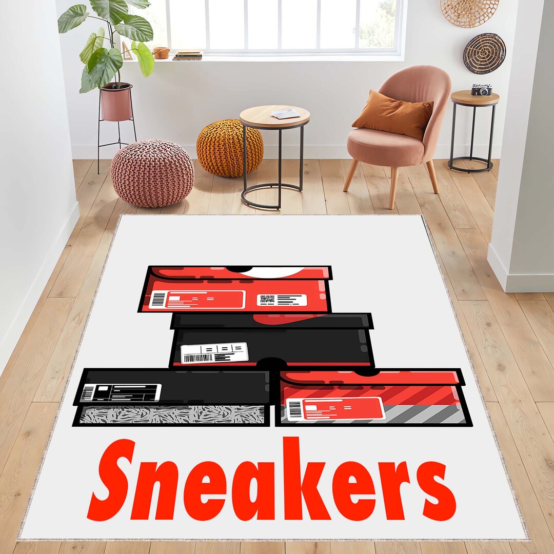 Shoes Box Decor Rug, Sneakers, Custom Shoes Rug, Fashion Room Rug ...