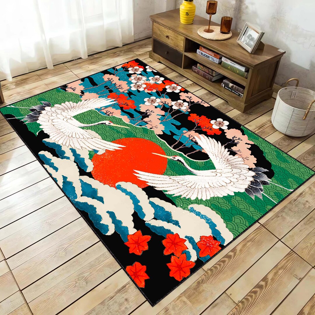 Vintage Japanese Art Rug, Animal Rugs, Japanese Rug, Salon Rug ...