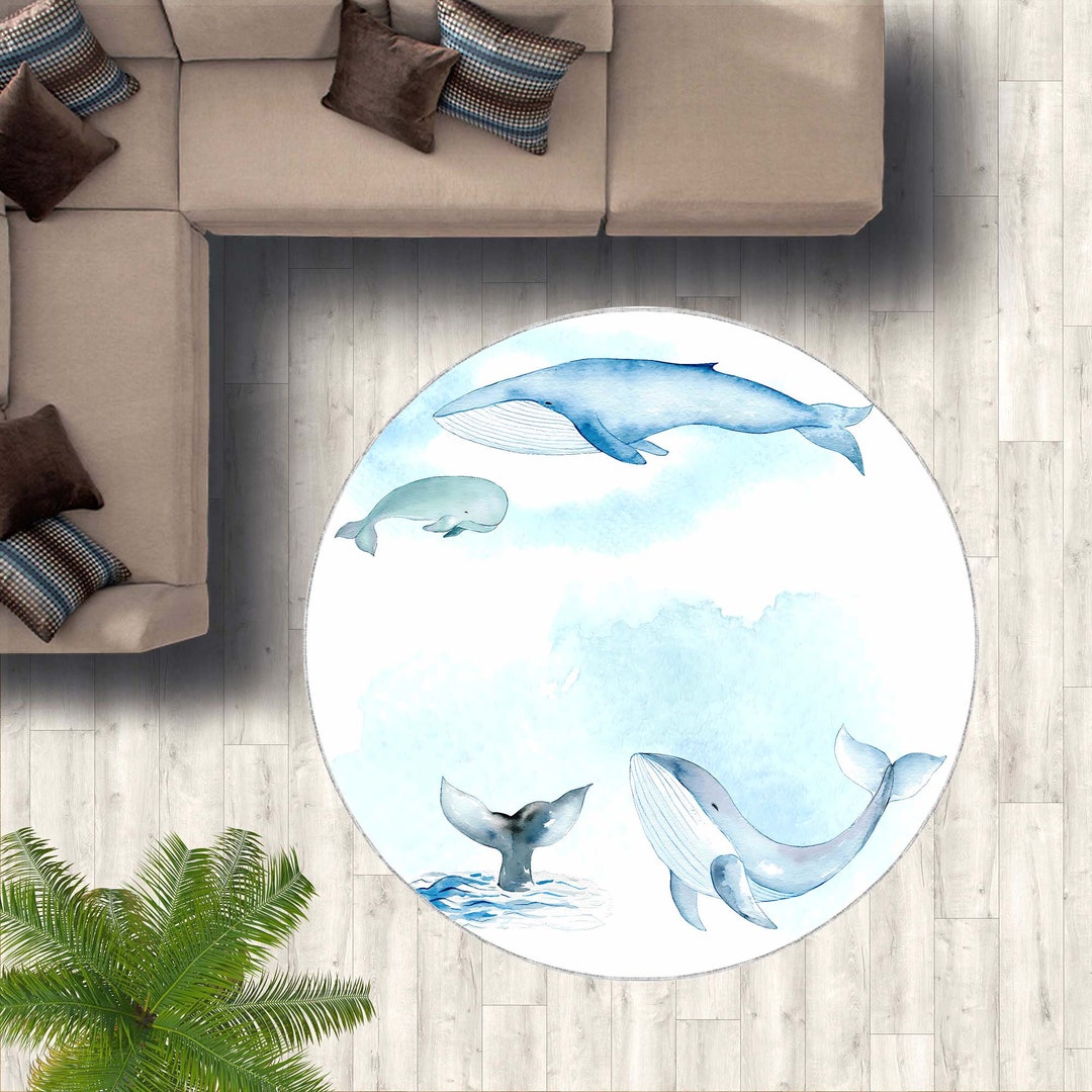 Washable Whale Kids Room Decor Area Rug, Non Slip Boys Girls Room ...