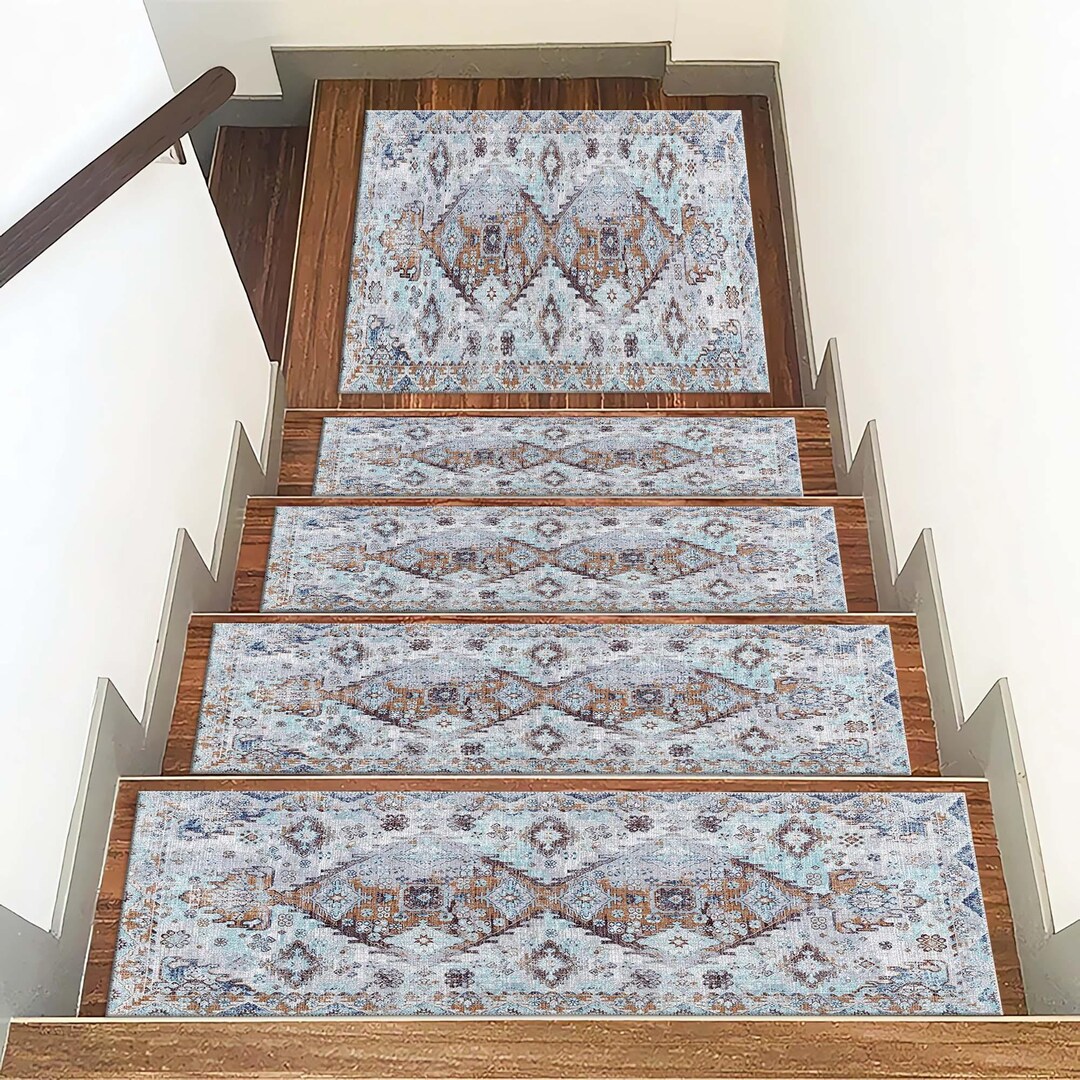 Aztec Ethnic Look Stair Tread Rug, Aztec Stair Carpet, Landing Rug ...