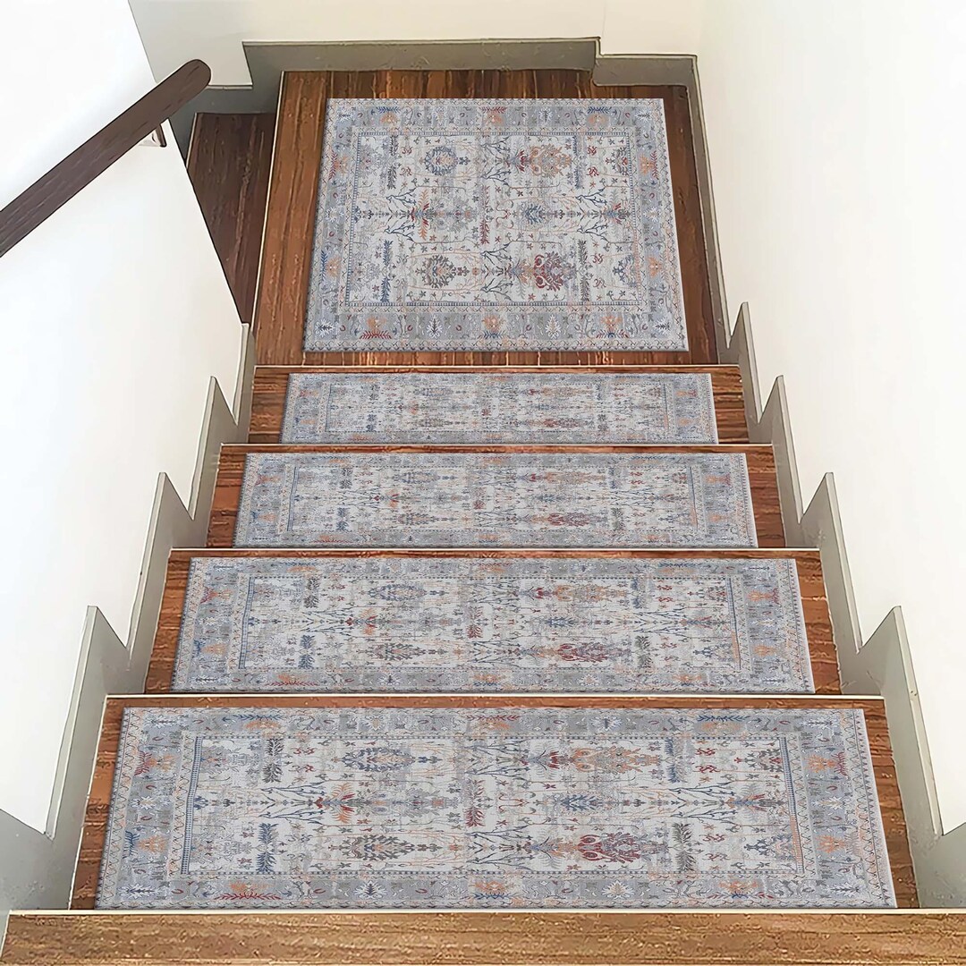 Ethnic Floral Stair Tread Rug, Traditional Native Floral Stair Carpet ...