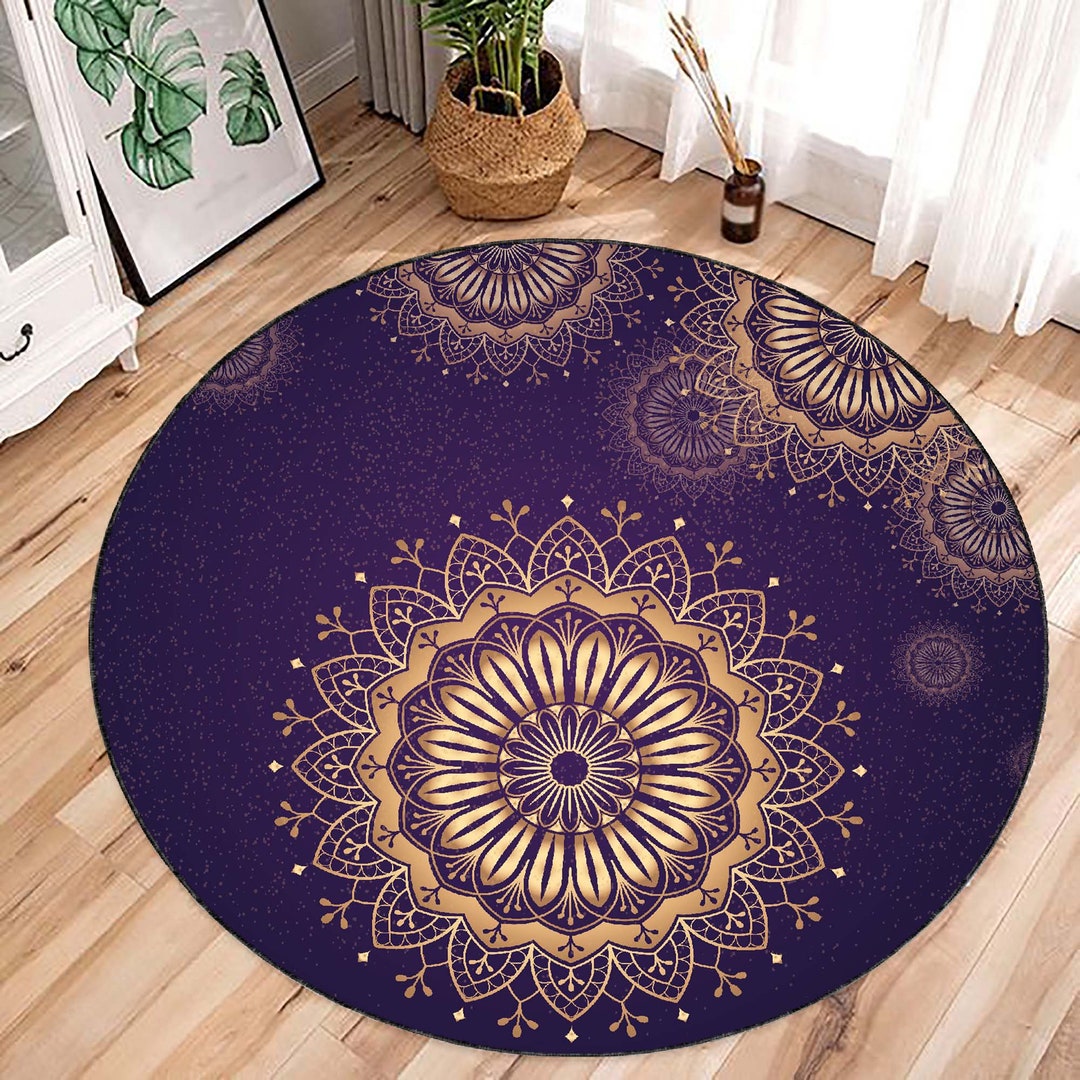 Purple Mandala Rug, Design Rug, Living Room Rug, Mandala Round Rug ...