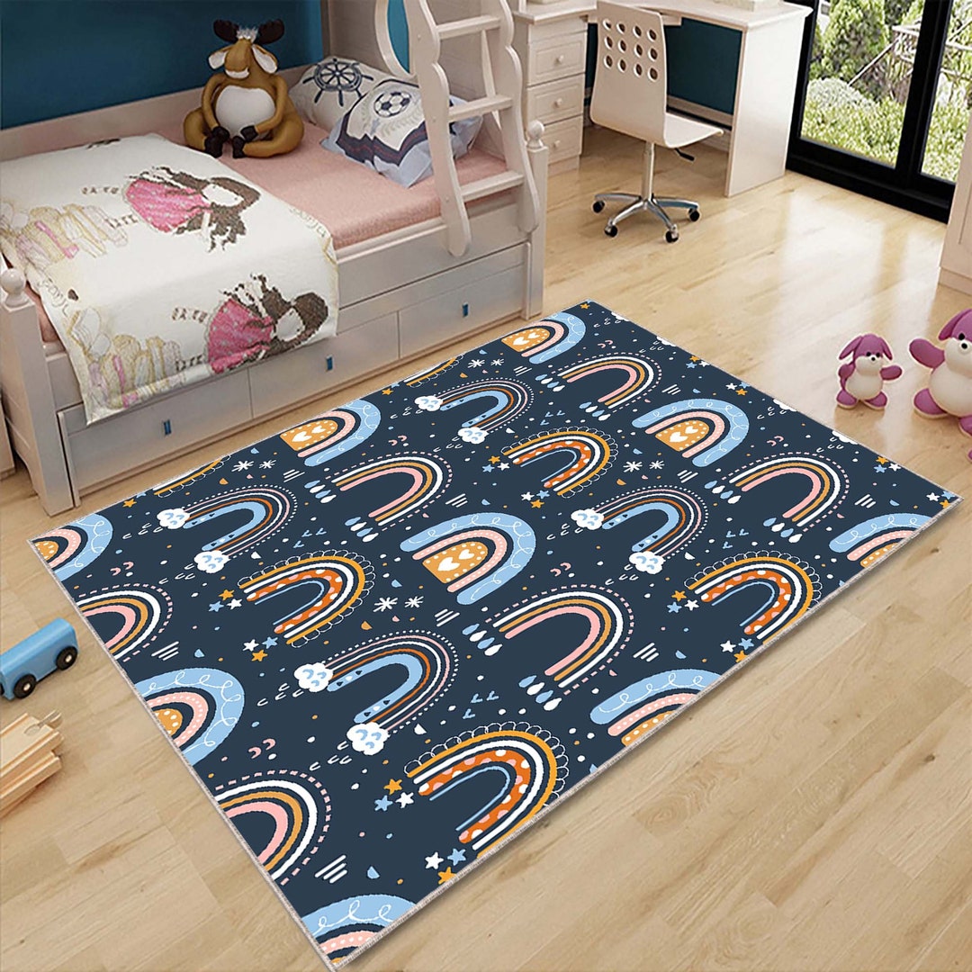 Rainbow Rug, Girls Rug, Nursery Rug, Kids Rainbow Rug, Pastel Color Rug ...