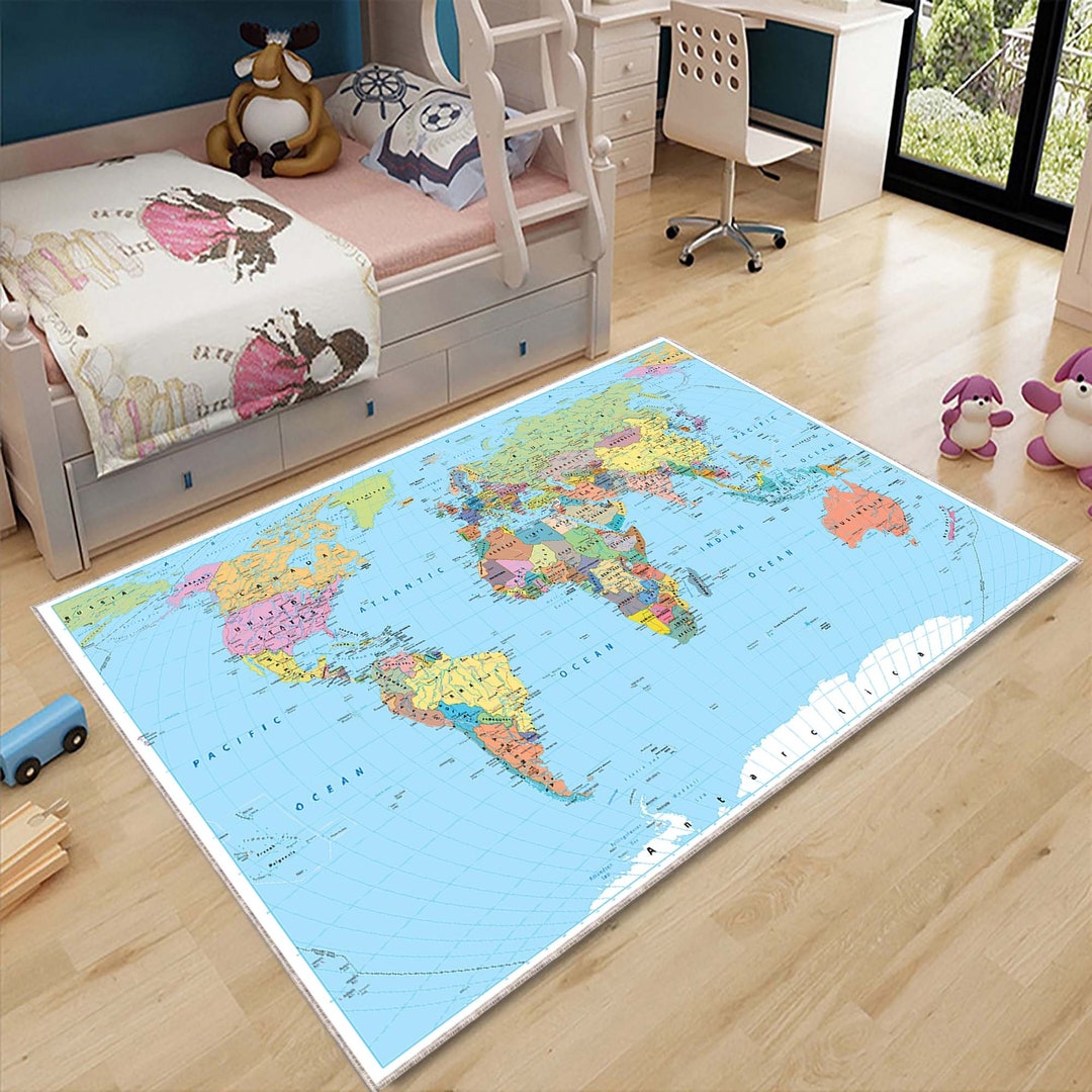 World Map Rug, Education Rug, Map Rug, World Map, Design Pattern Rug ...
