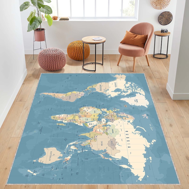 World Map Rug - Etsy