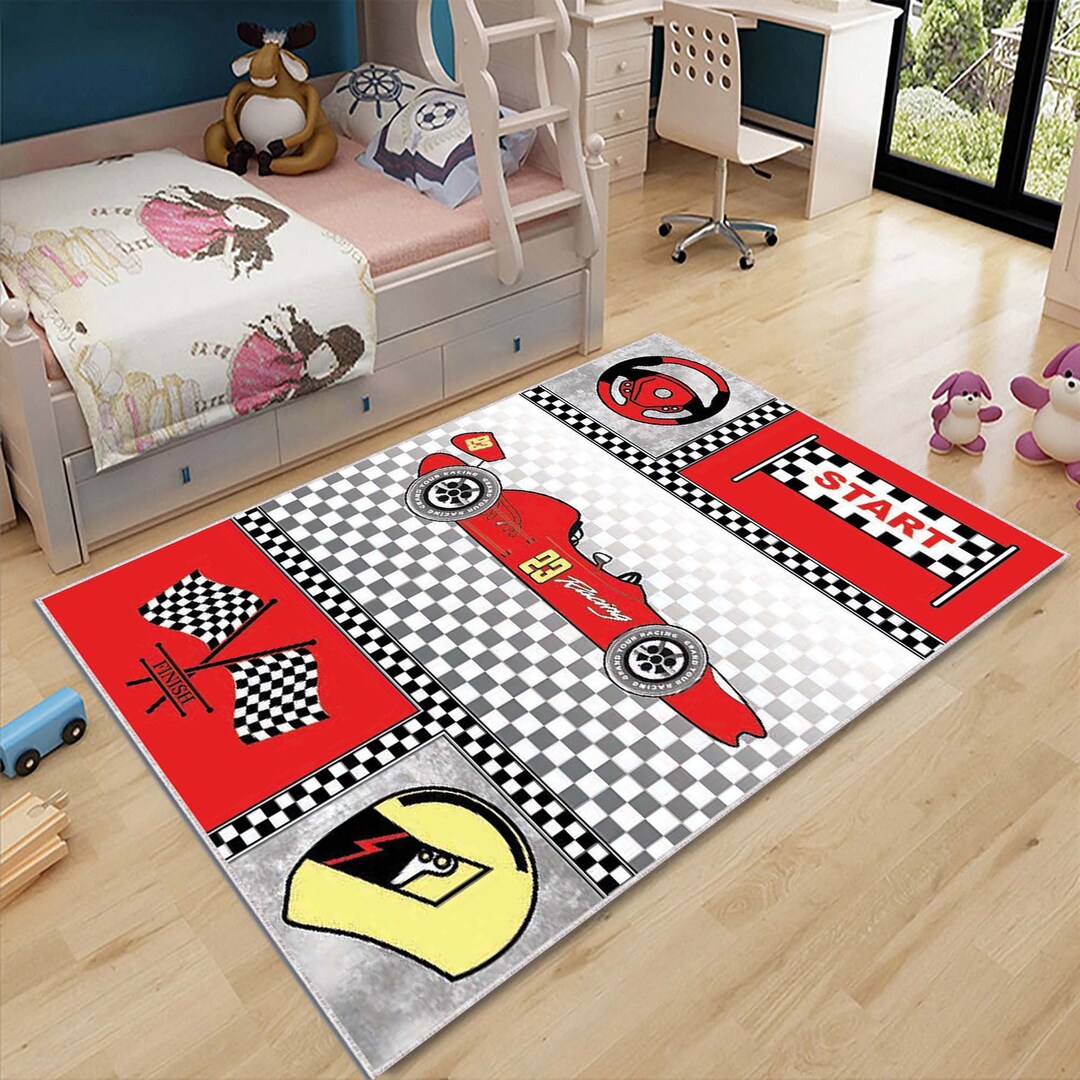 Racetrack Rug, Racing Car Rug, Race Track, Race Track Rug, Start Line ...