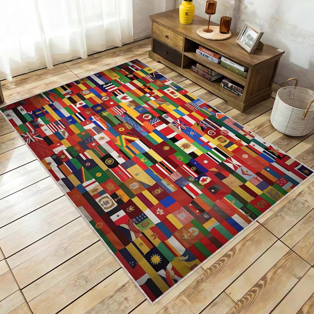 All Flags Mat, Kids Room Rug, School Rug, Floor Mat, Print, Countries ...