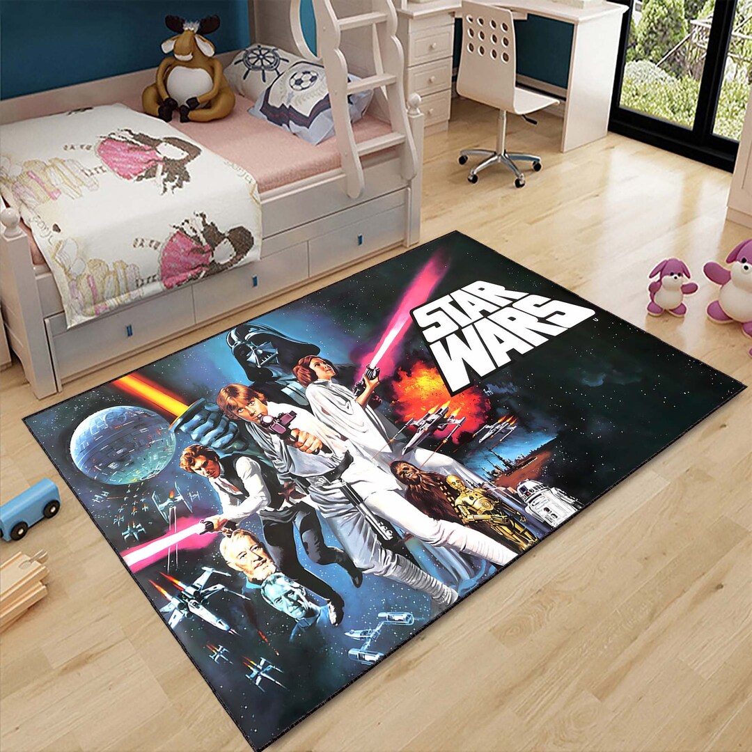 Star Wars Rug, Star Wars Characters Darth Vader Collage, Home Decor Rug ...