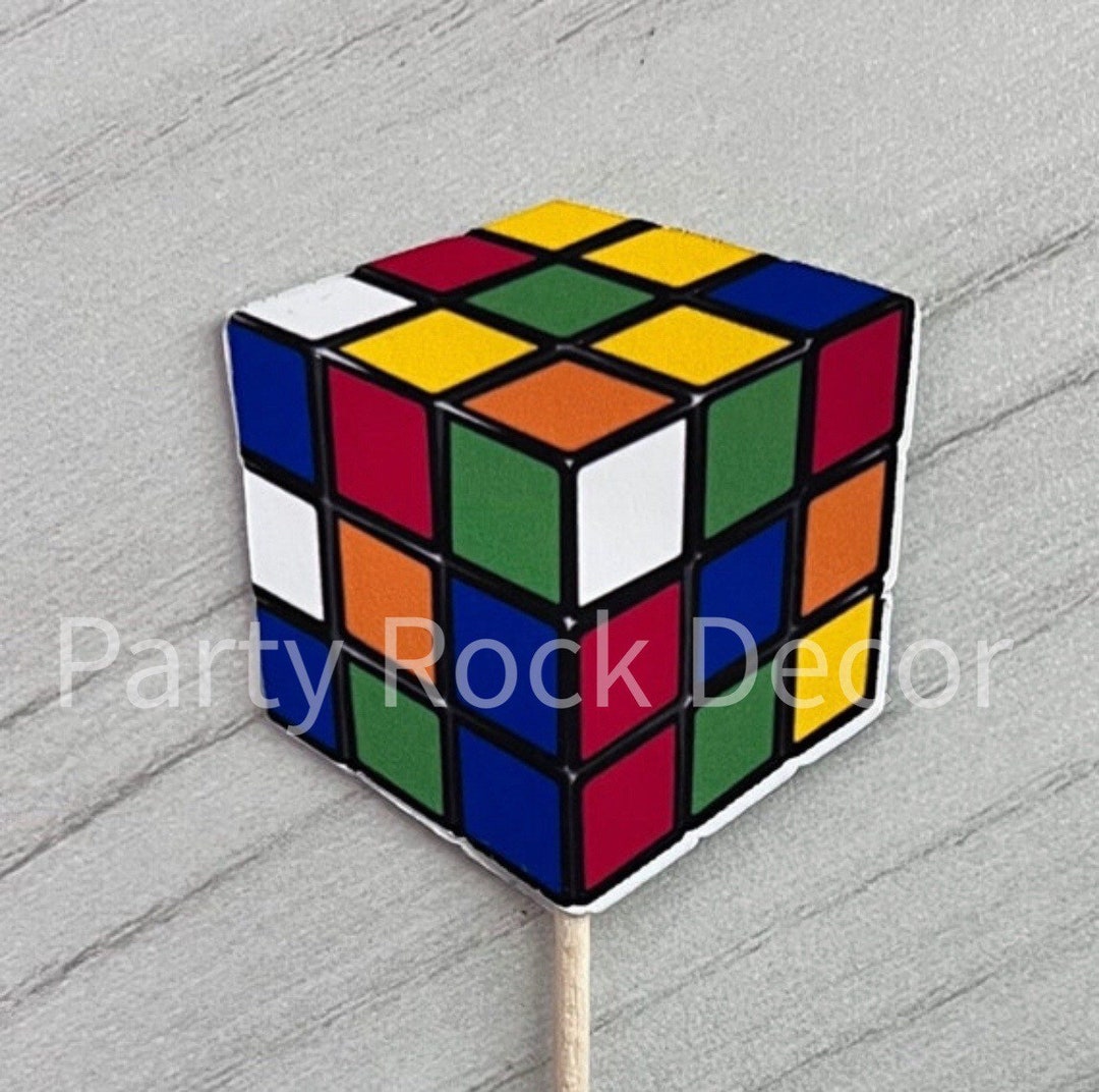 80's Theme Rubix Cube Cupcake Toppers - Etsy