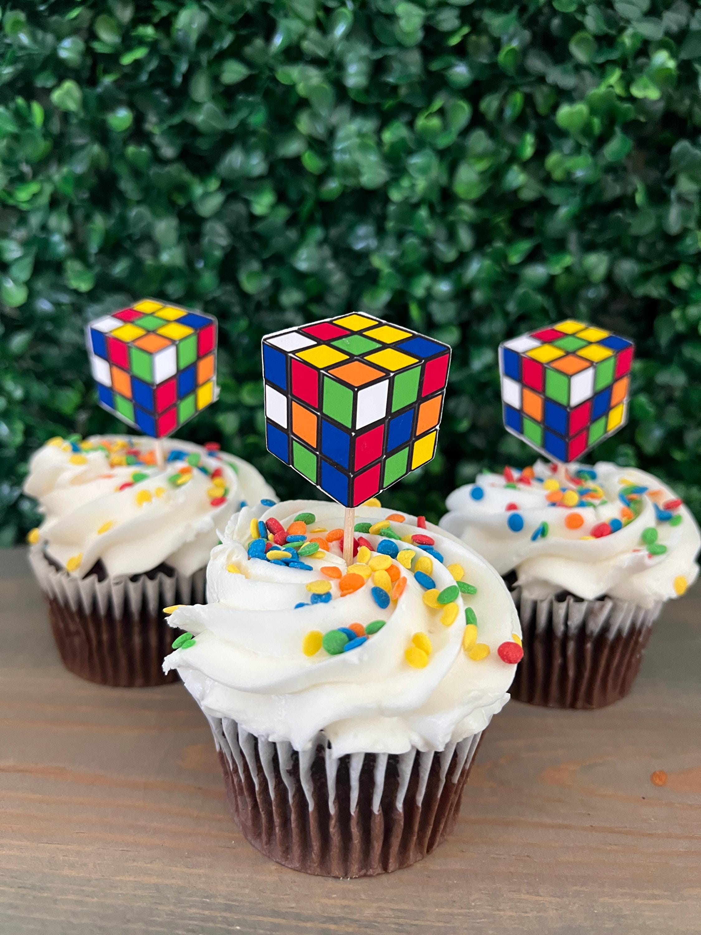 80's Theme Rubix Cube Cupcake Toppers, Birthday Party, Treat Table - Etsy
