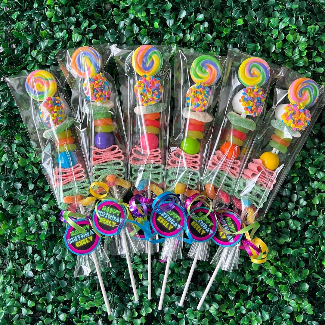 25+ Neon Candy Kabob Personalized Party Favors Lollipop With FREE ...