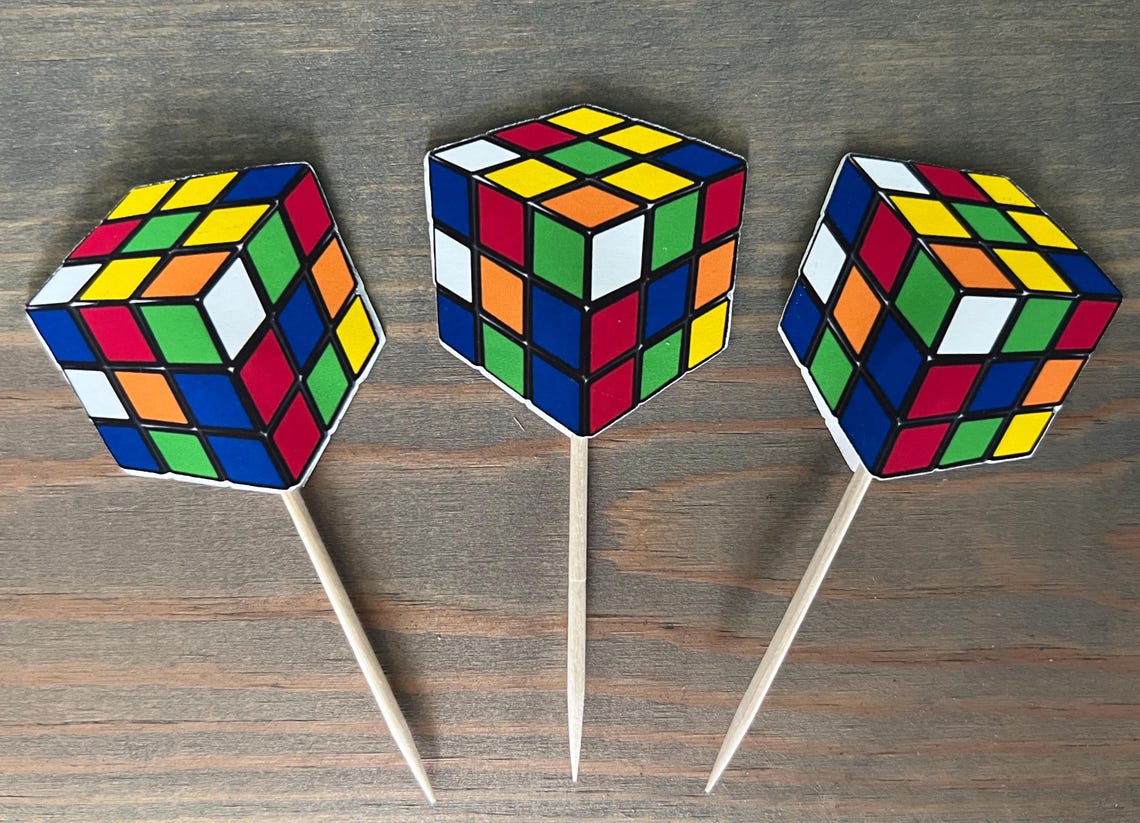 80's Theme Rubix Cube Cupcake Toppers, Birthday Party, Treat Table - Etsy