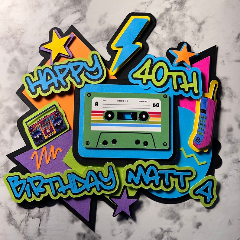 80s Theme 3D Cake Topper| Personalized| Retro| Neon - Etsy