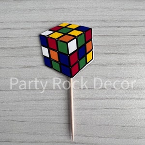 80's Theme Rubix Cube Cupcake Toppers - Etsy