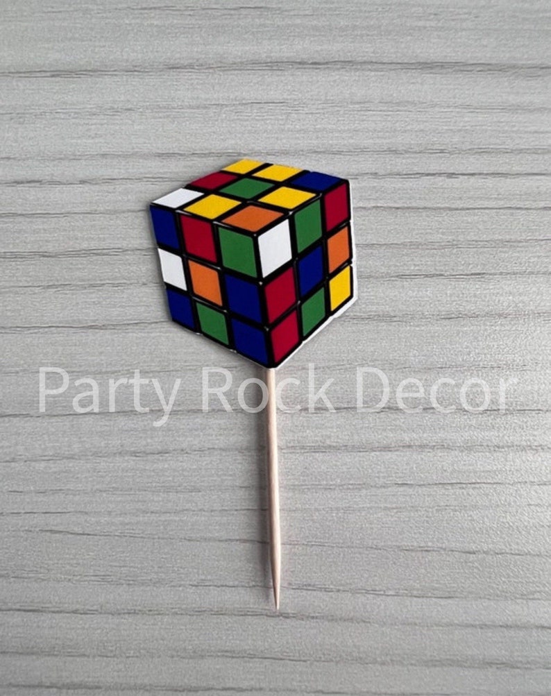80's Theme Rubix Cube Cupcake Toppers - Etsy
