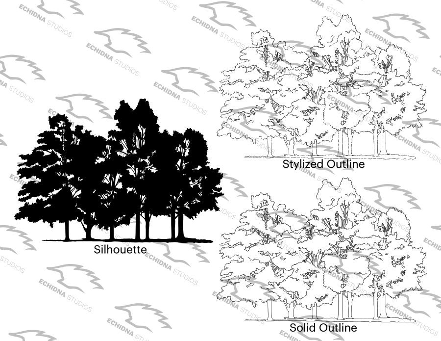 Mooney's Trees Digital Stamp svg, Png, Pdf, Jpg Instant Download, Digi ...
