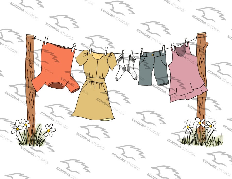 Washing Line Digital Stamp svg Png Pdf Jpg - Etsy