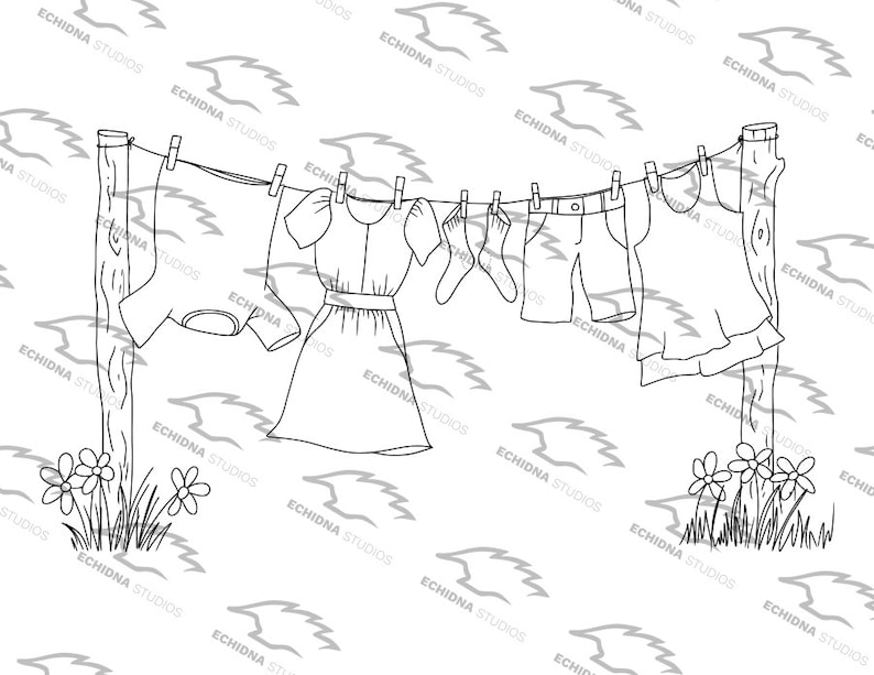 Washing Line Digital Stamp (svg, Png, Pdf, Jpg) - Etsy