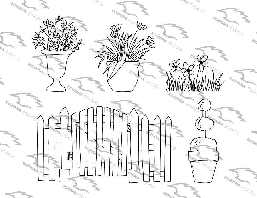 Garden Fence Set Digital Stamp (svg, Png, Pdf, Jpg) - Etsy